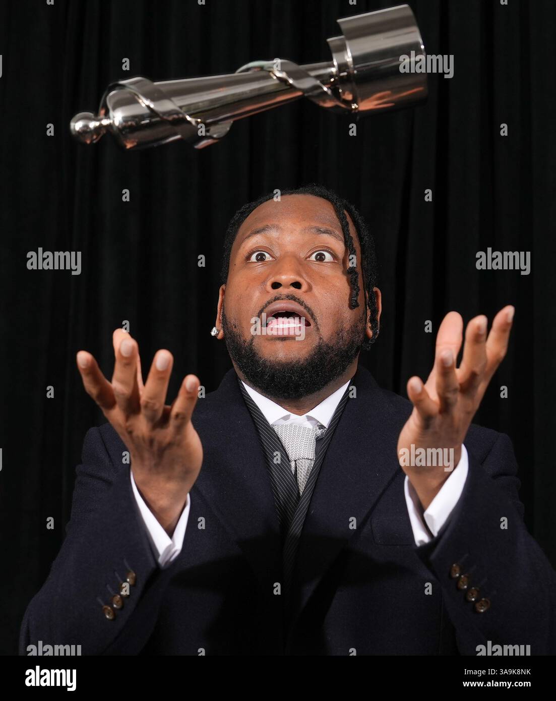 Vancouver, Canada. 30th Mar, 2025. Boi-1da poses for photos after ...