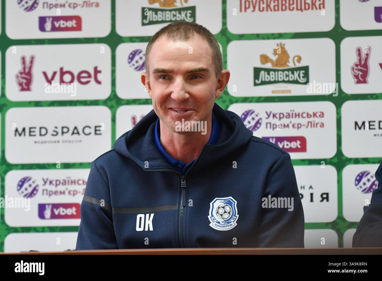 Lviv, Ukraine. 30th Mar, 2025. Head coach of Chornomorets Oleksandr ...