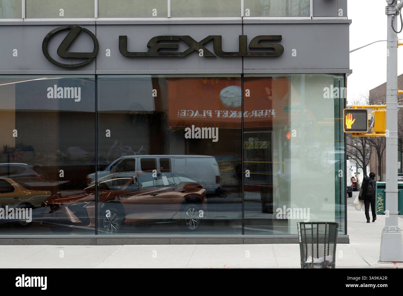 New York City, USA. 30th Mar, 2025. A Lexus logo is displayed at an ...