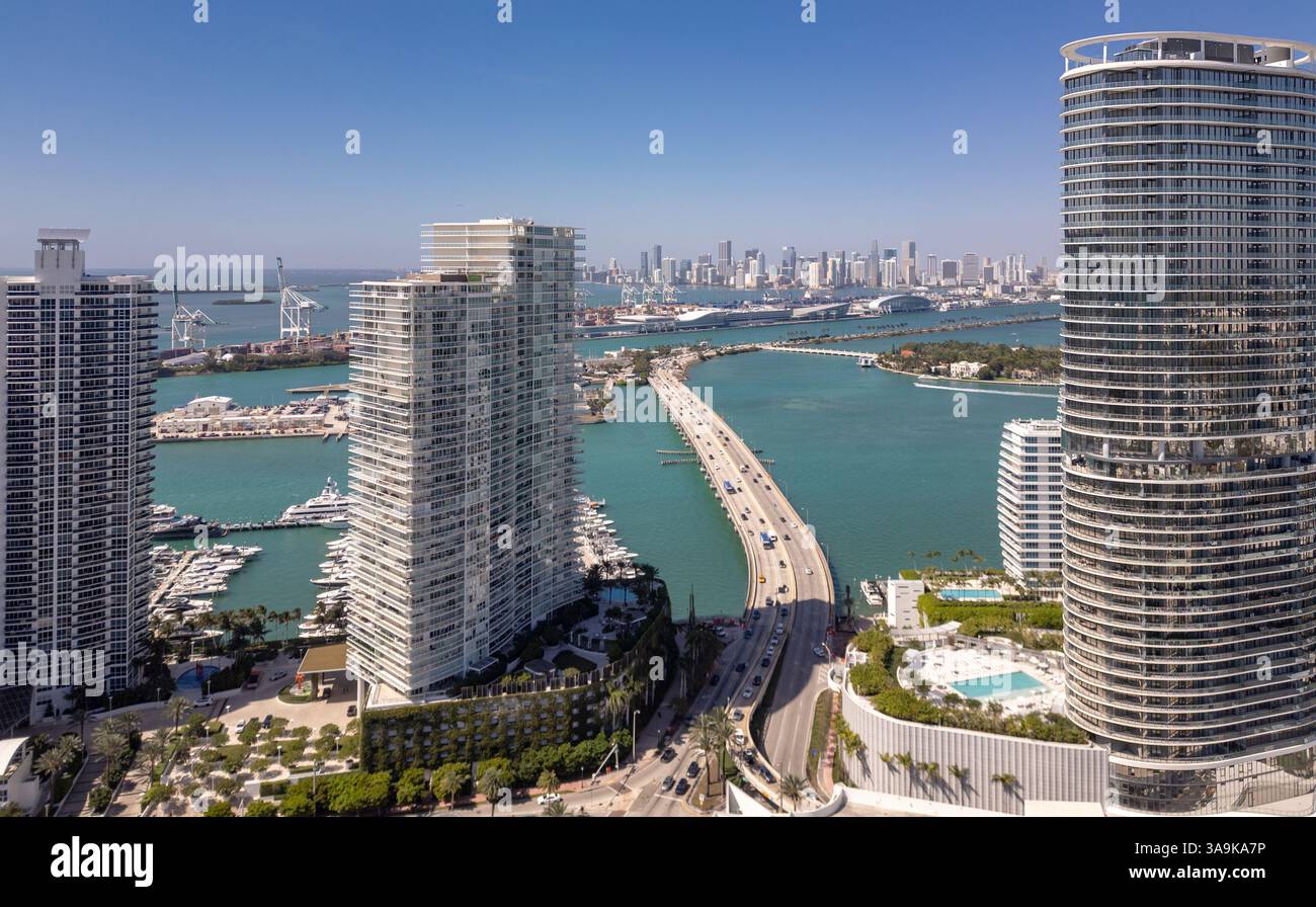 Miami Beach skyline. Miami from above. Miamis famous landmarks. South ...