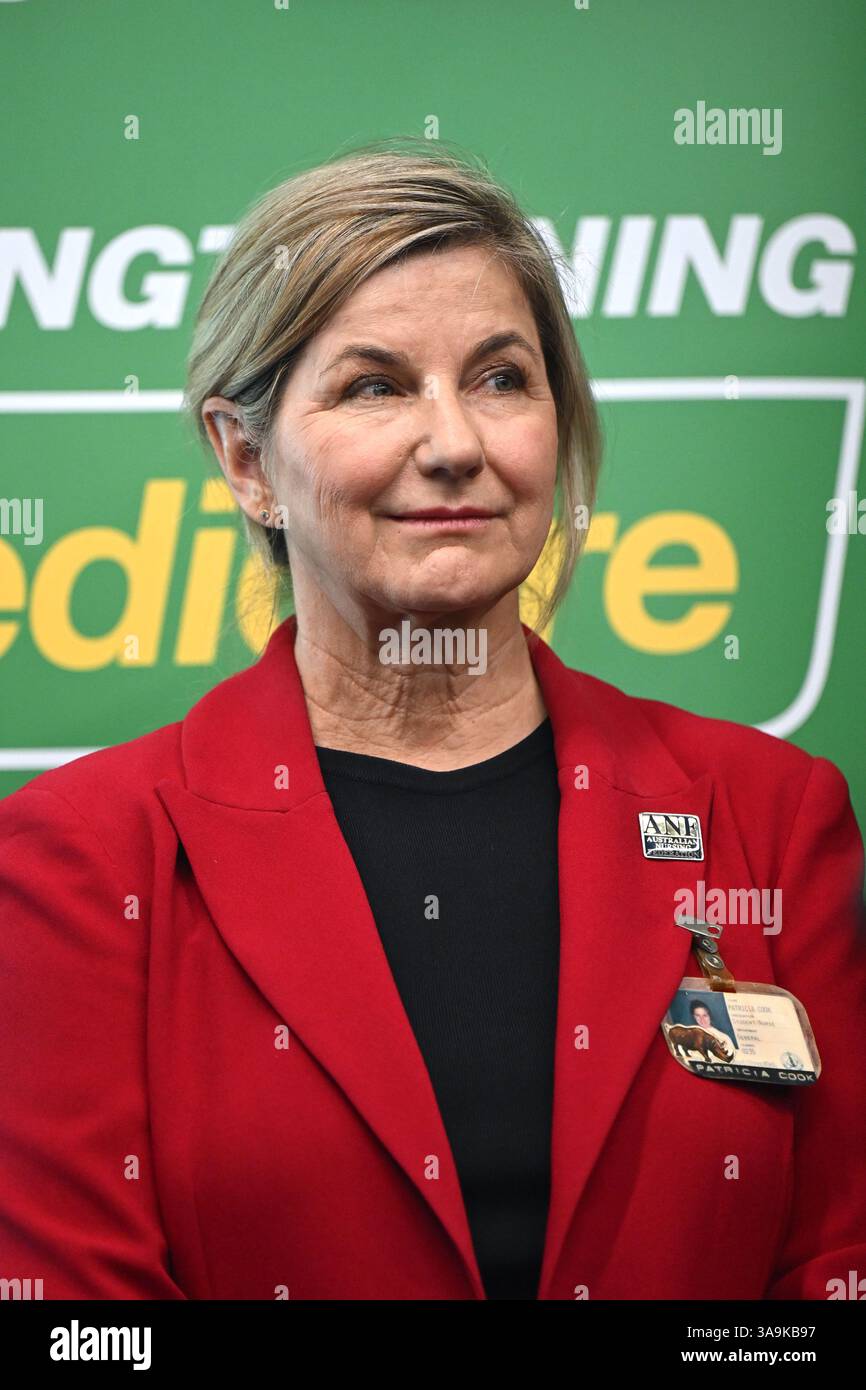 Labor candidate for Bullwinkel Trish Cook reacts at a press conference ...