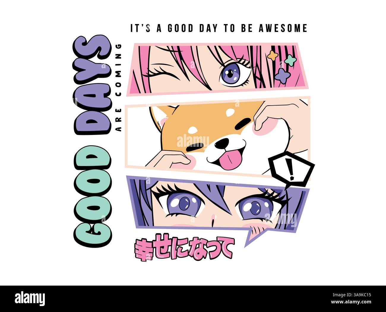 Vector illustration, cute anime silhouettes Stock Vector Image & Art ...