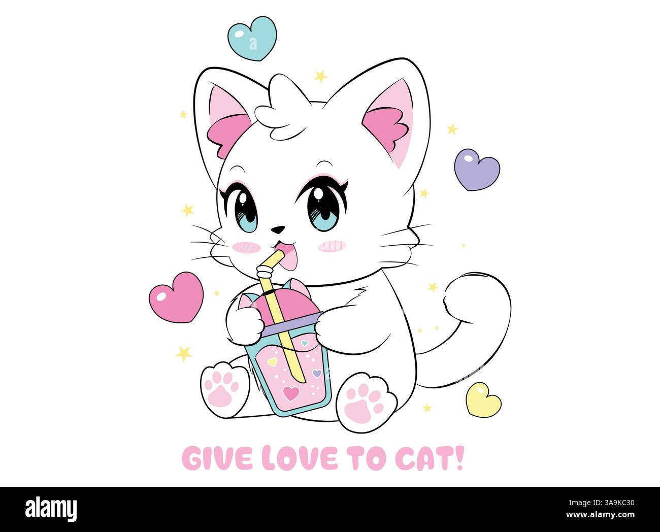 Fairy tale cat drawn by hand Stock Vector Images - Alamy