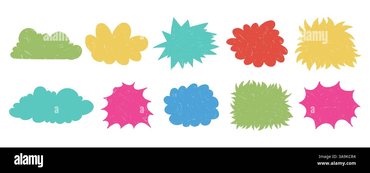 Colorful Chat Bubbles with Wavy Grunge Edges. Hand drawn colorful ...