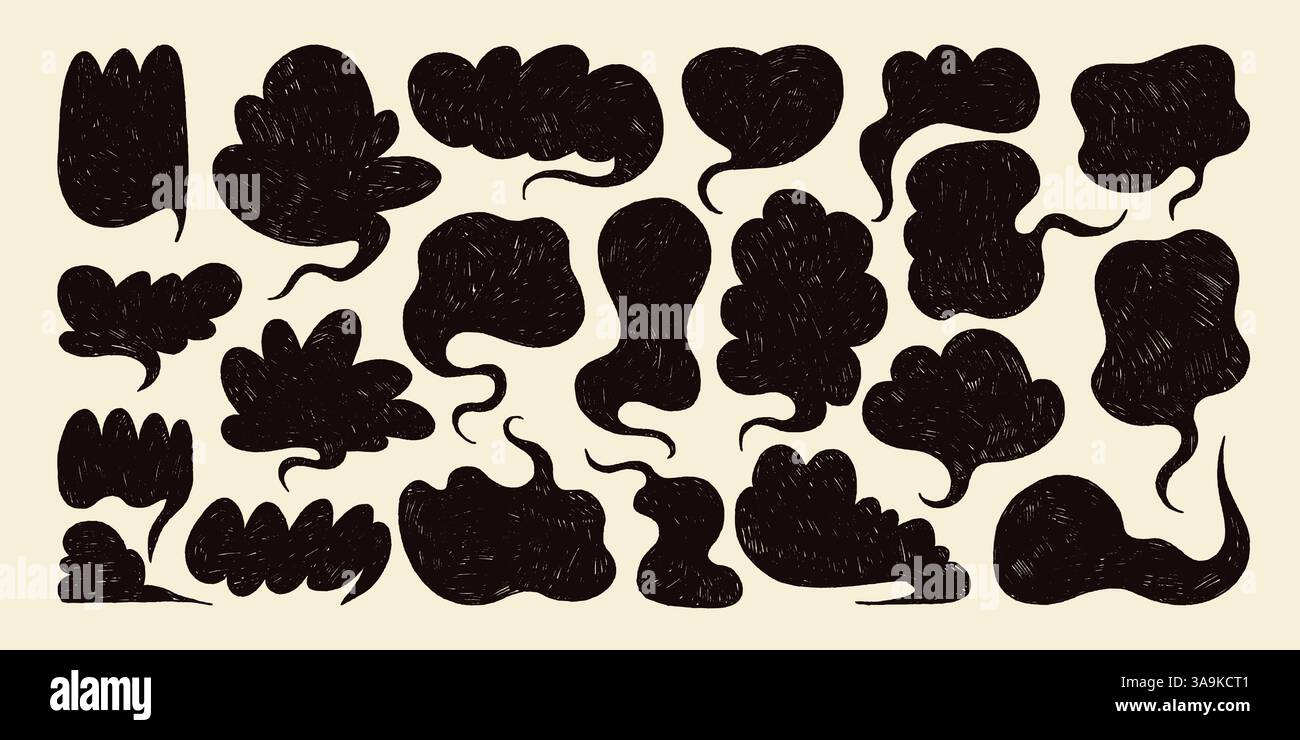 Collection of Chat Bubbles with Wavy Grunge Edges. Hand drawn colorful ...