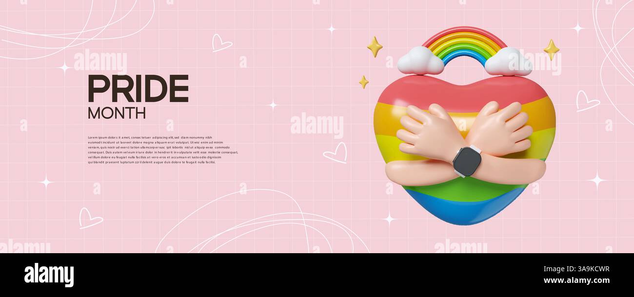 Heartfelt Pride Month Embrace A Colorful 3D Illustration, vector ...
