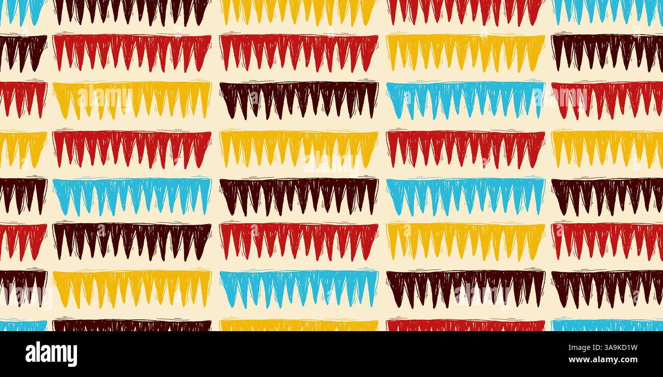 Retro Seamless Pattern with Colorful Doodle Abstract Shapes in Grunge ...