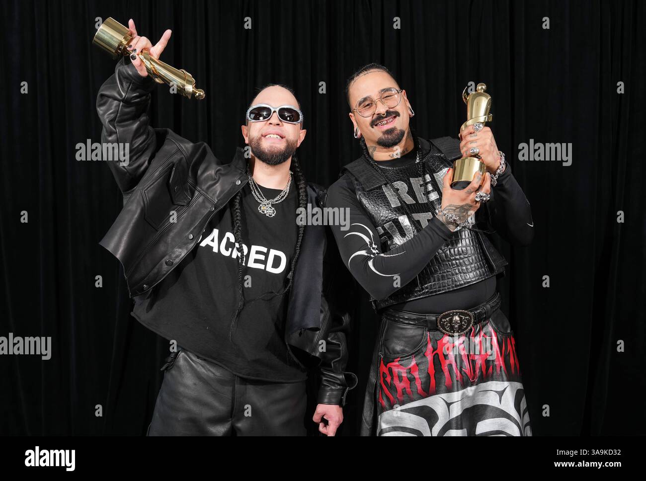 Snotty Nose Rez Kids pose for photos after winning the Rap Album/EP of ...