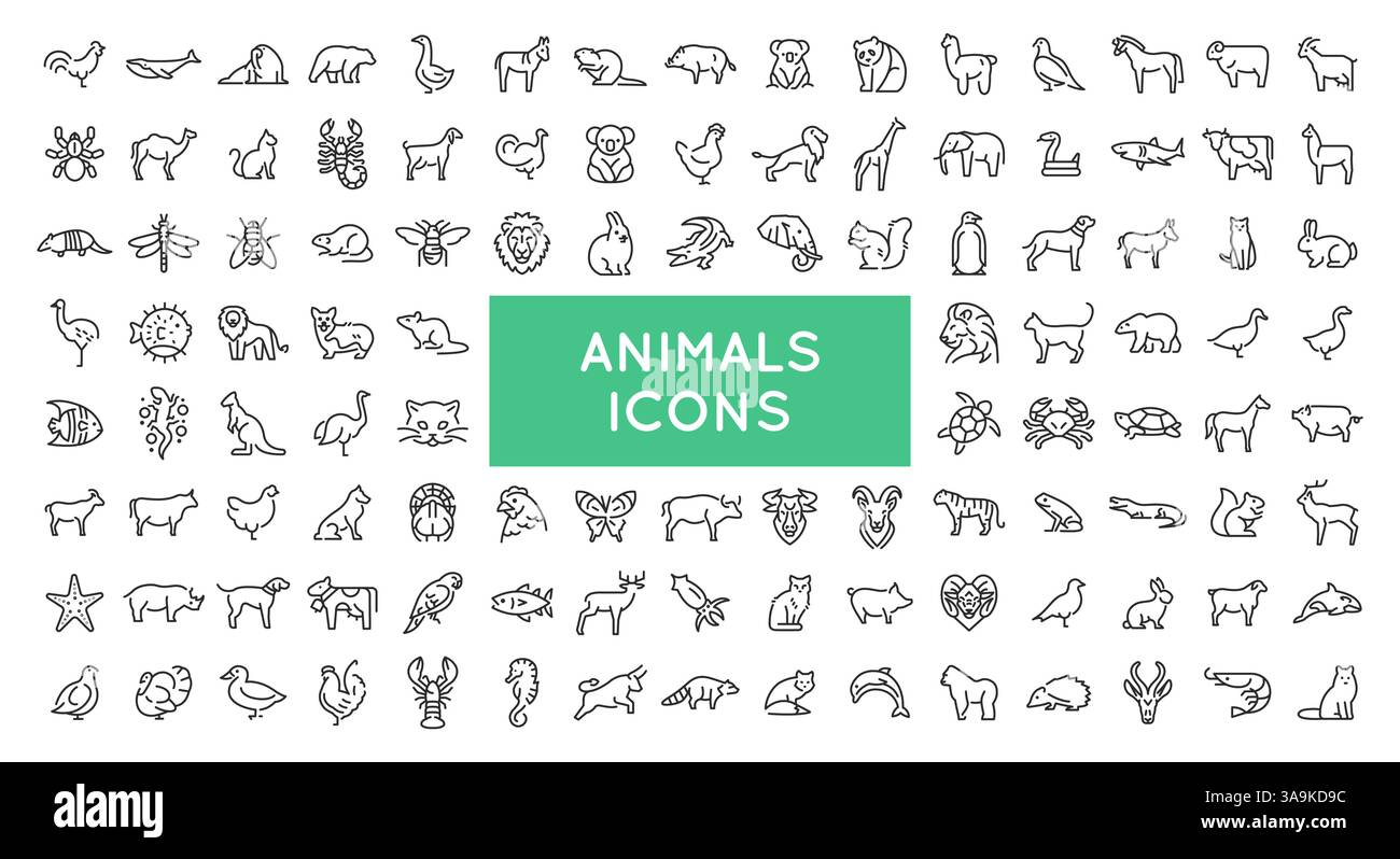 Animals Icons Set Stock Vector Image & Art - Alamy