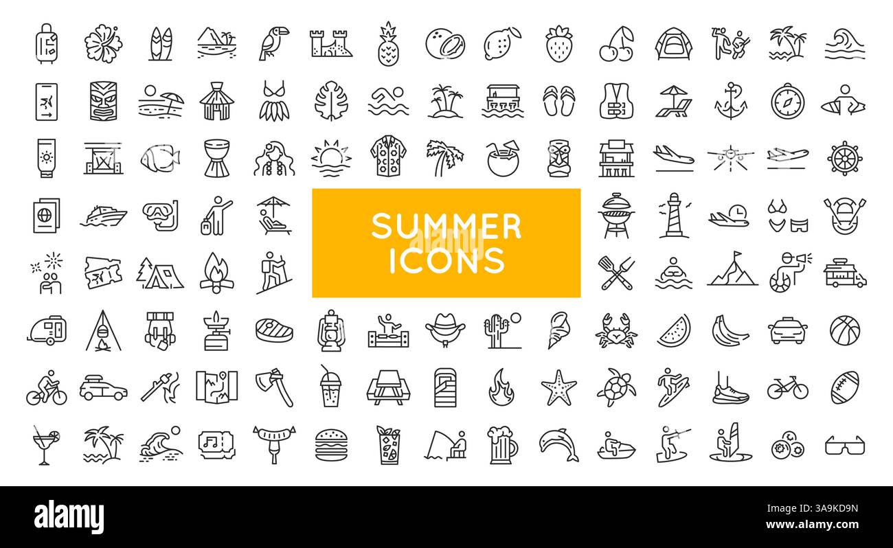 Summer Icons Set Stock Vector Image & Art - Alamy