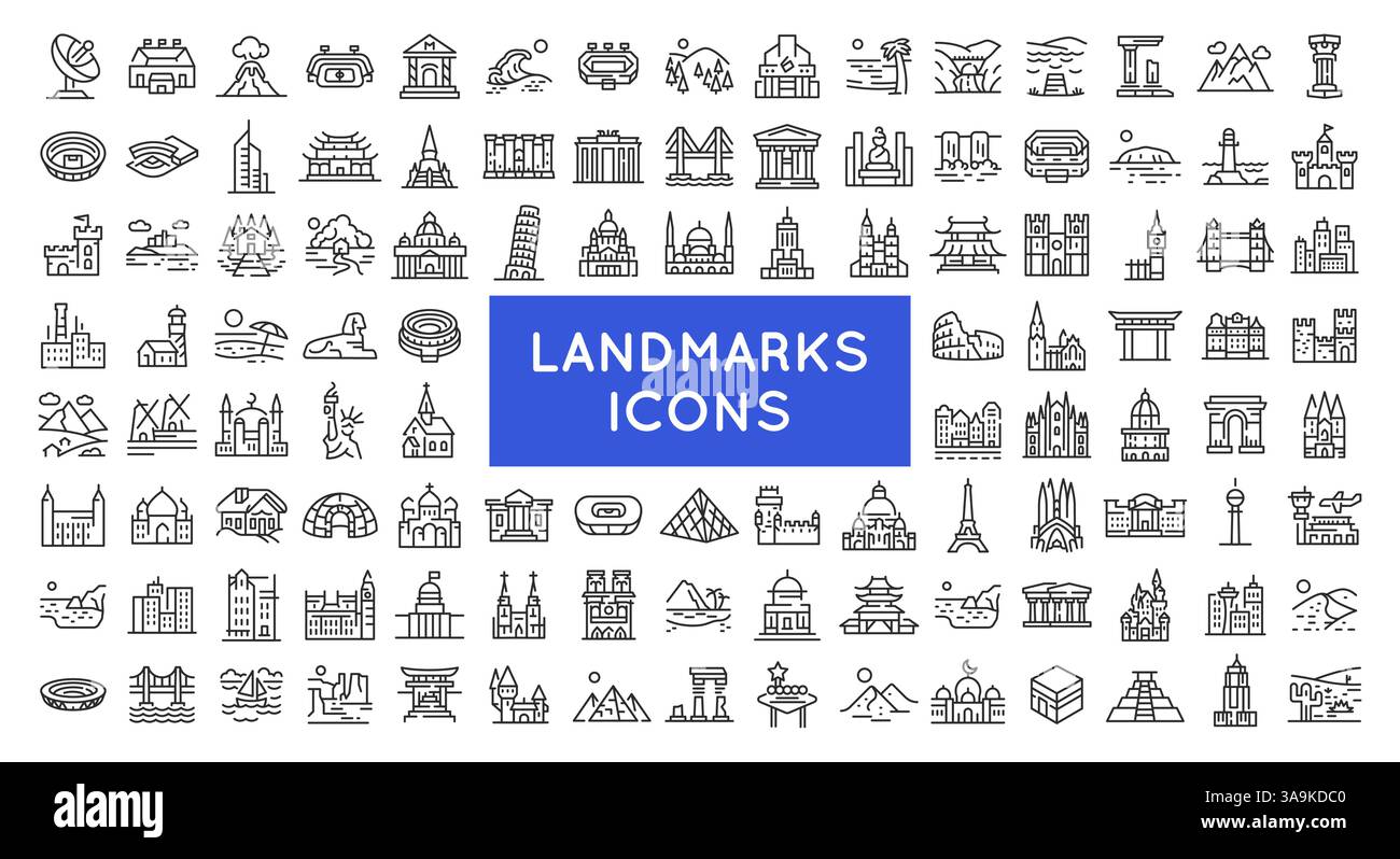 Landmarks Icons Set Stock Vector Image & Art - Alamy