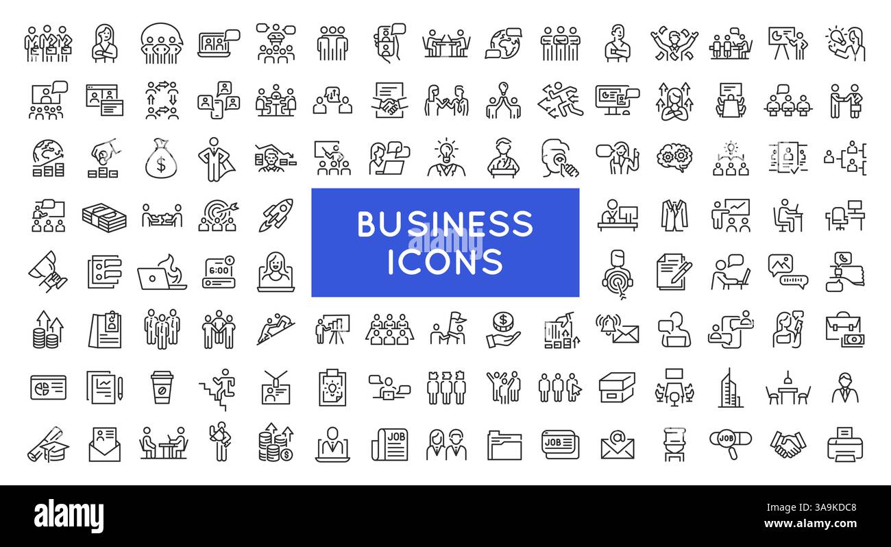 Business meeting outline icons hi-res stock photography and images - Alamy