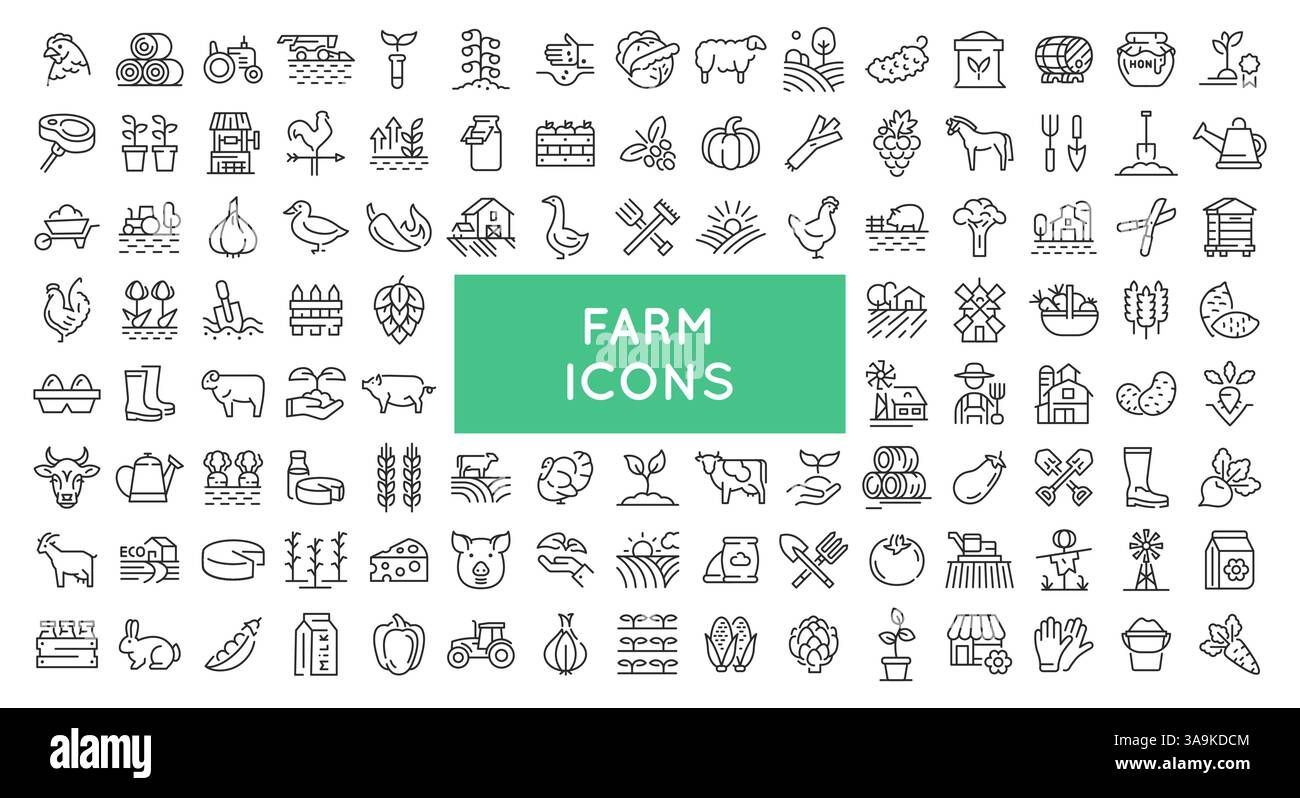 Farm And Animals Icons Set Stock Vector Image & Art - Alamy