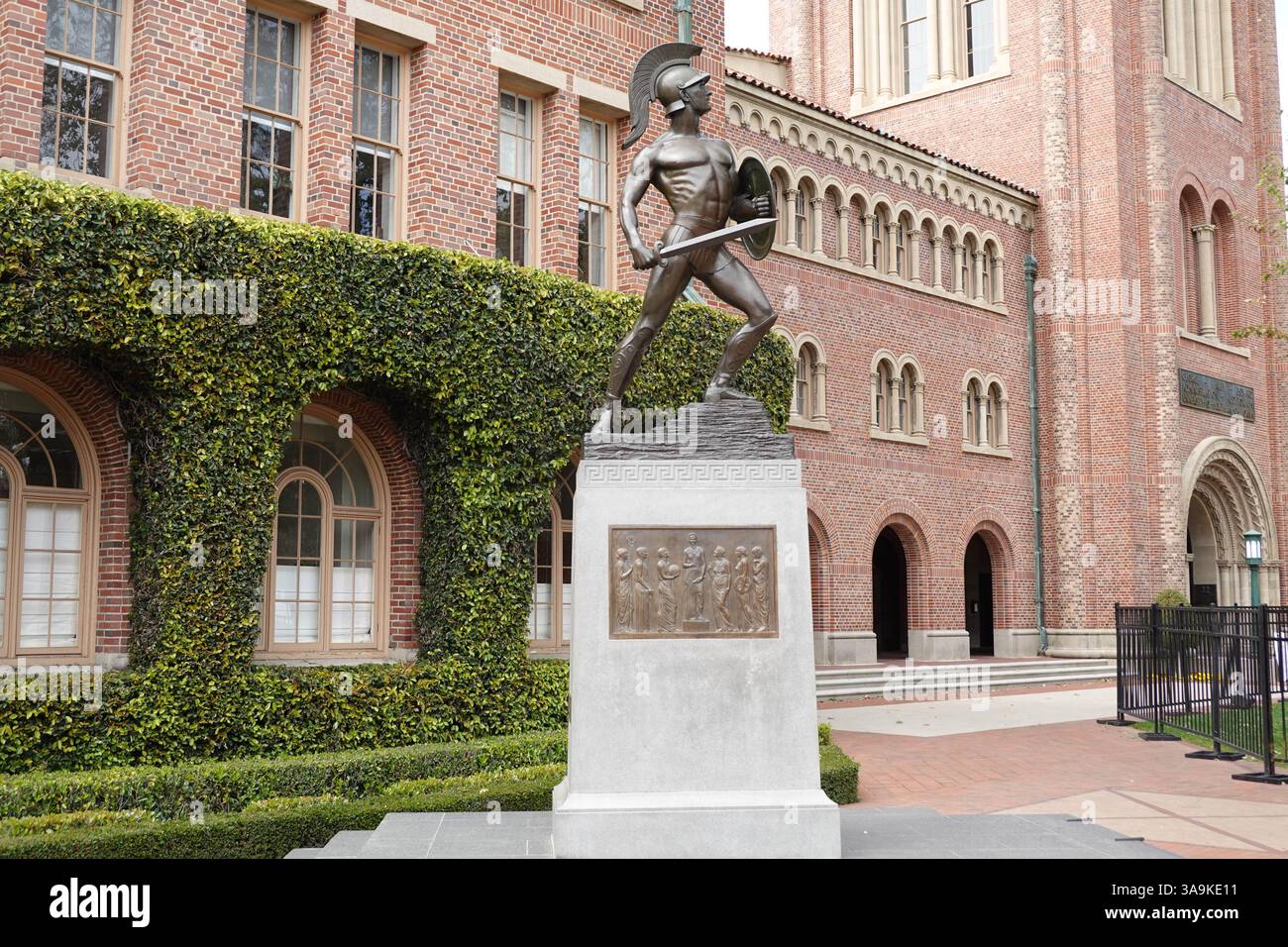 The Tommy Trojan mascot statue at the University of Southern California ...
