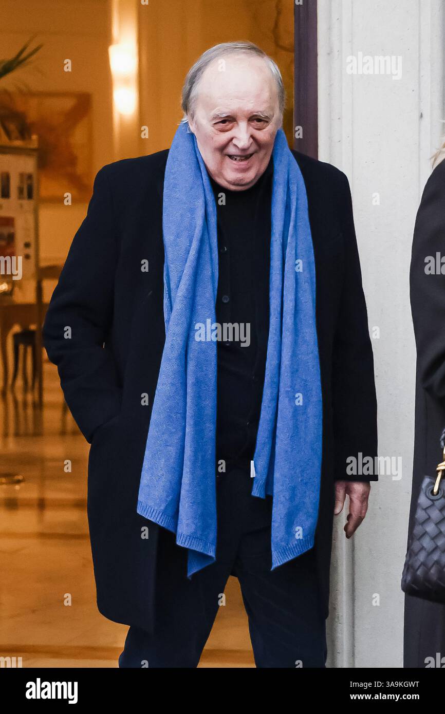 Italian director Dario Argento is seen leaving the Grand Visconti ...