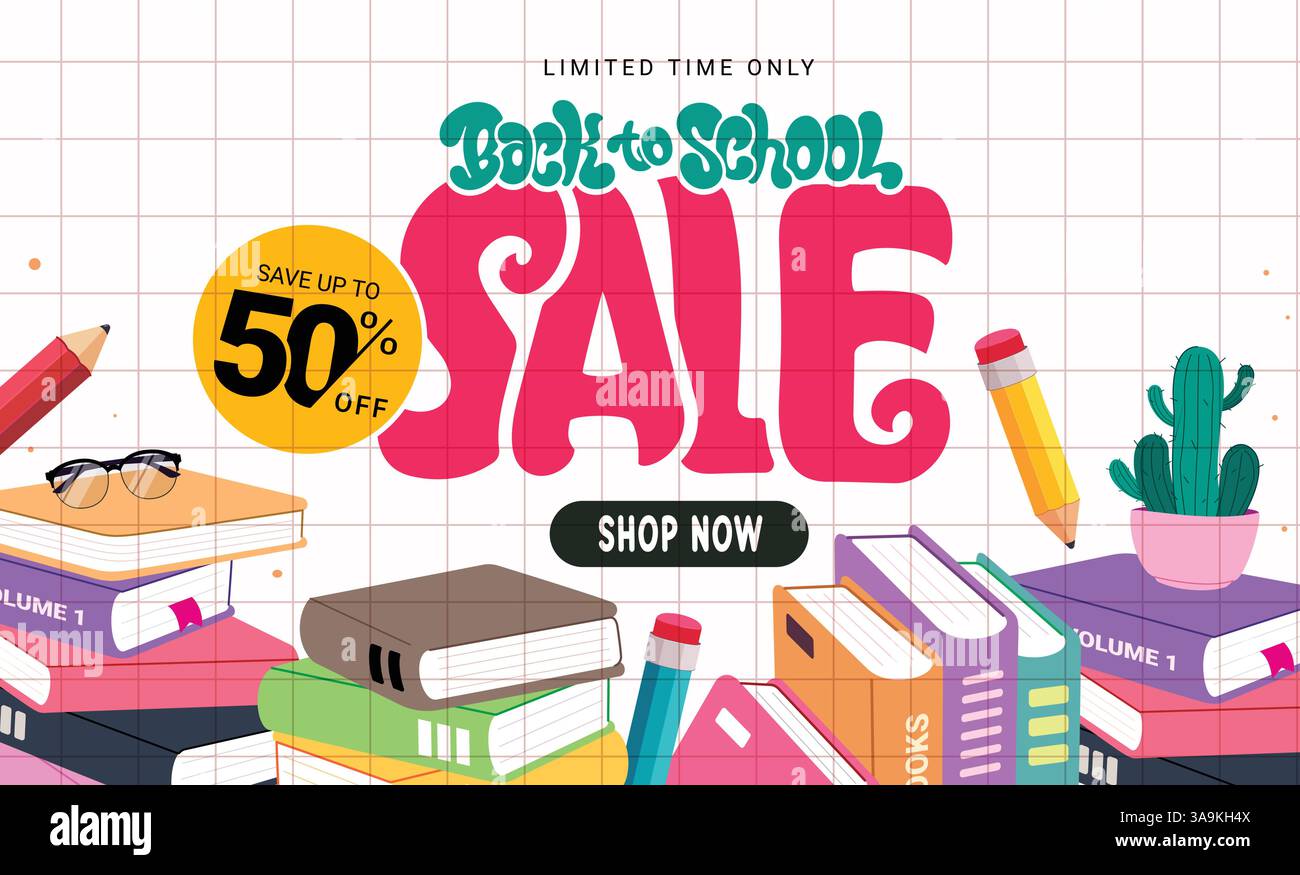 Back to school sale clipart banner design. School sale text clip art 50 ...