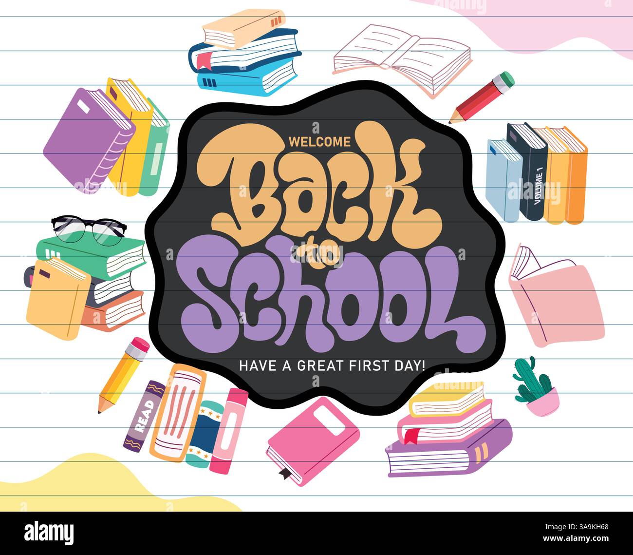 Welcome back to school greeting clipart design. School greeting card ...