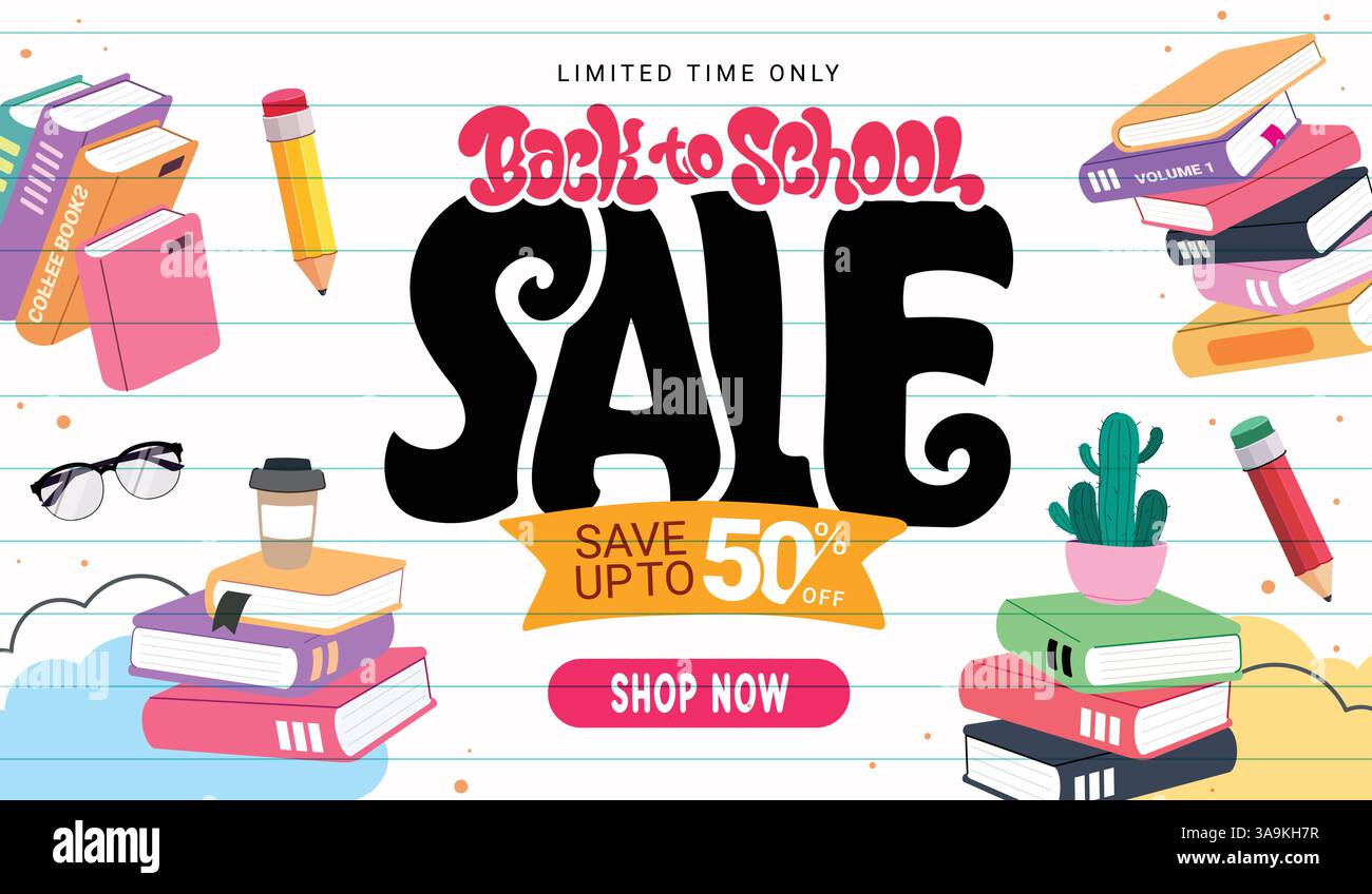 Back to school sale clipart banner design. Back to school sale text in ...