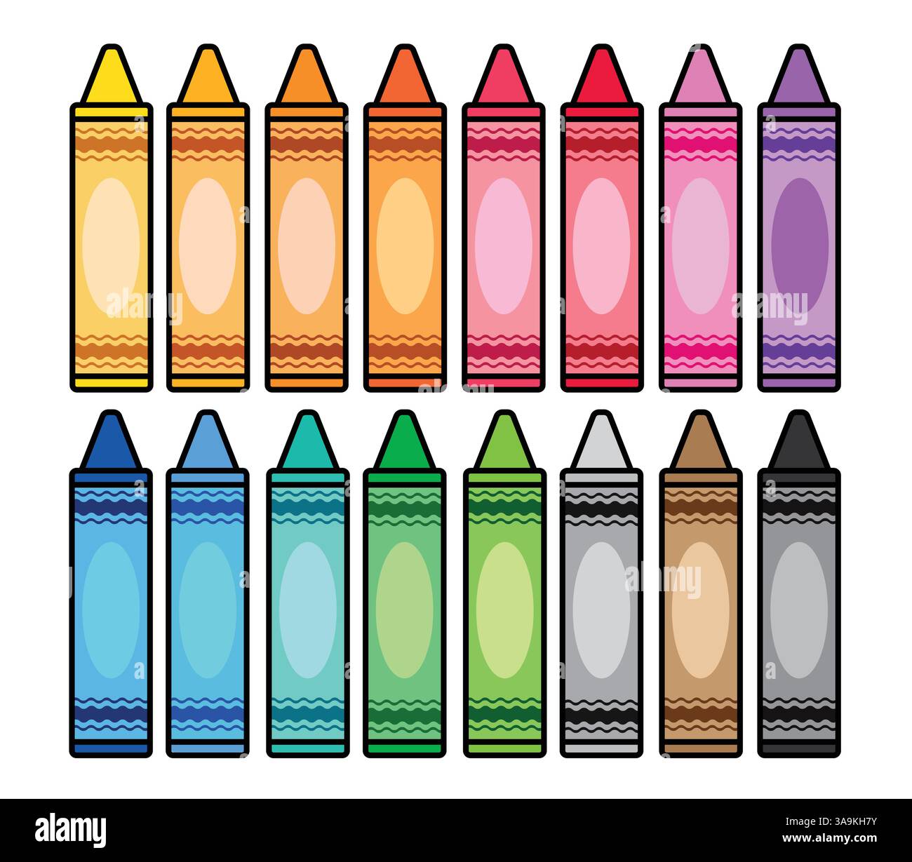 Colorful wax crayons clipart set. School rainbow color wax crayons clip ...