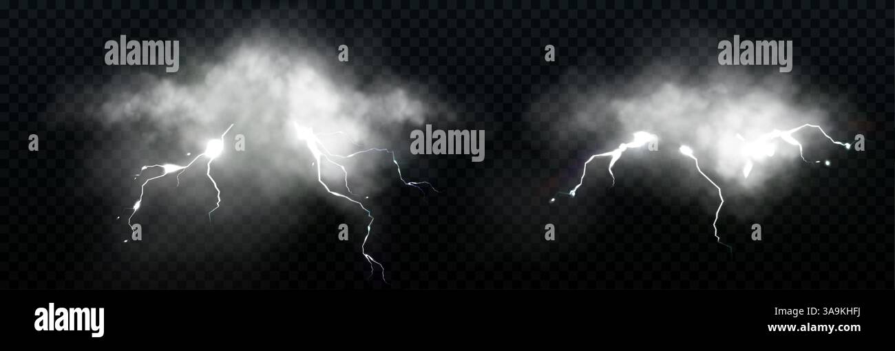Stormy sky with lightning bolts across dark ominous clouds. Intense ...