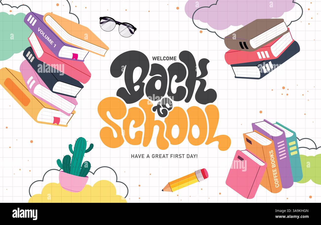 Welcome back to school greeting clipart design. Back to school ...