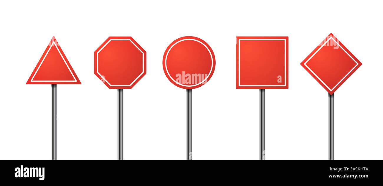 Red blank road sign isolated set Stock Vector Image & Art - Alamy