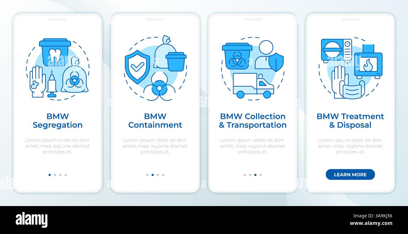 Biowaste management regulation blue onboarding mobile app screen Stock ...