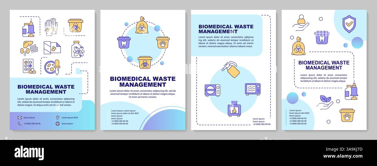 Biomedical waste management blue gradient brochure layout Stock Vector ...