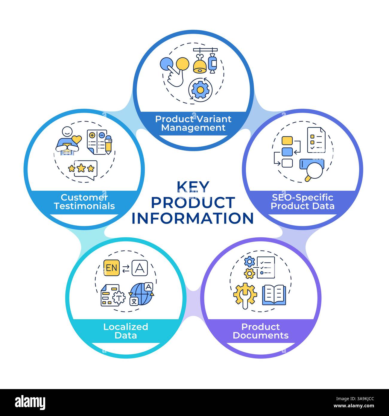 Key Product Information Infographic Circles Flowchart Stock Vector Image And Art Alamy