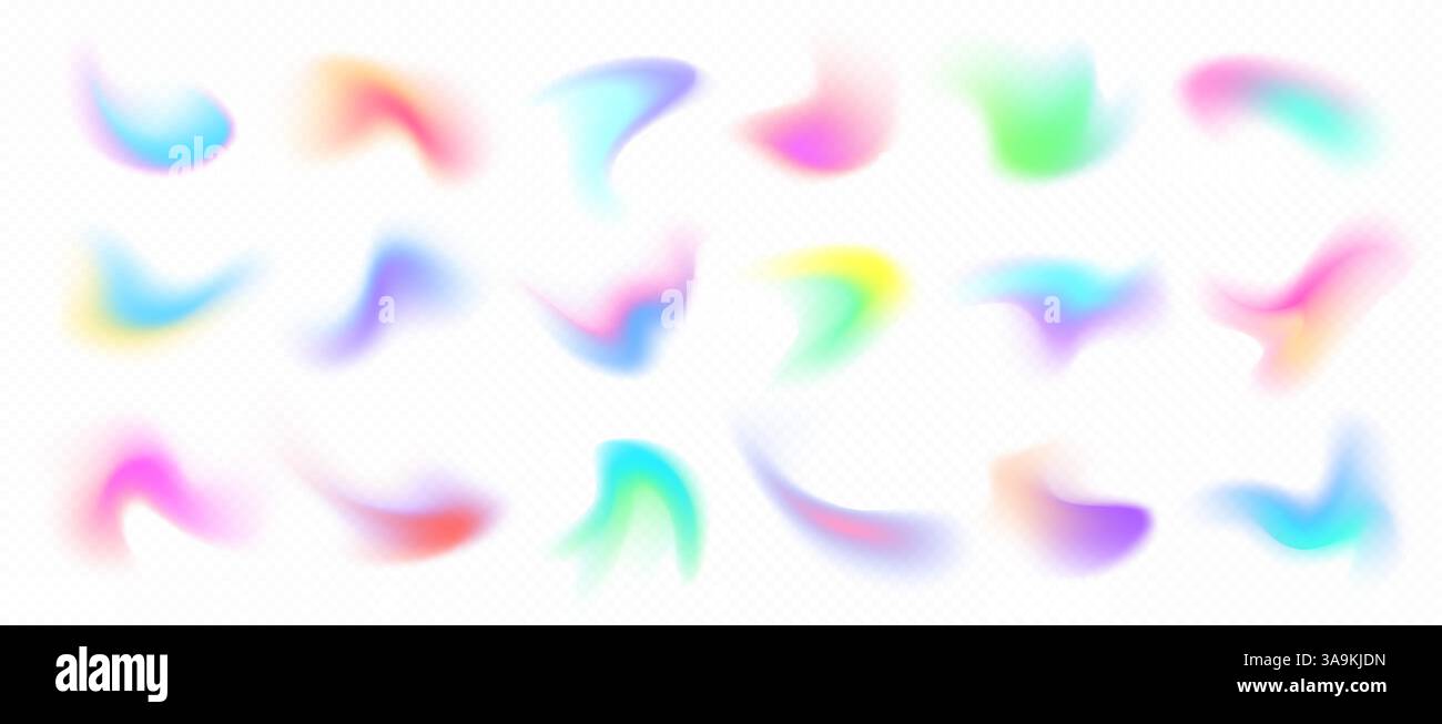 Colorful blurry gradient shapes, abstract light fluid mesh, soft colors in various forms Stock ...