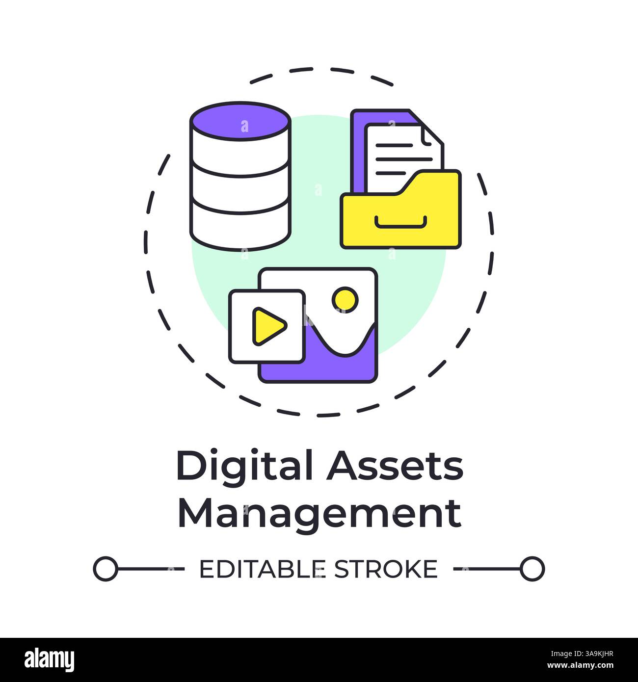 Digital assets management multi color concept icon Stock Vector Image ...