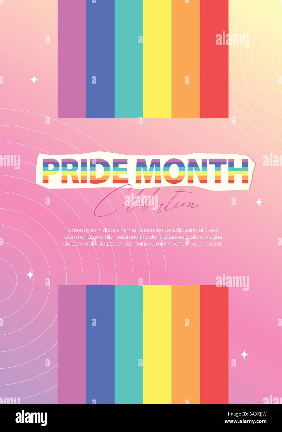 Pride Month celebration with colorful rainbow banners, vector ...
