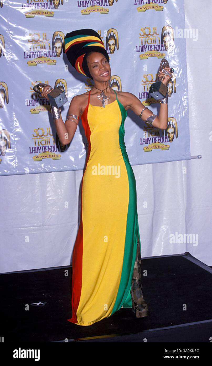 Sep 03, 1998; Los Angeles, CA, USA; Singer ERYKAH BADU at the 1998 Soul ...