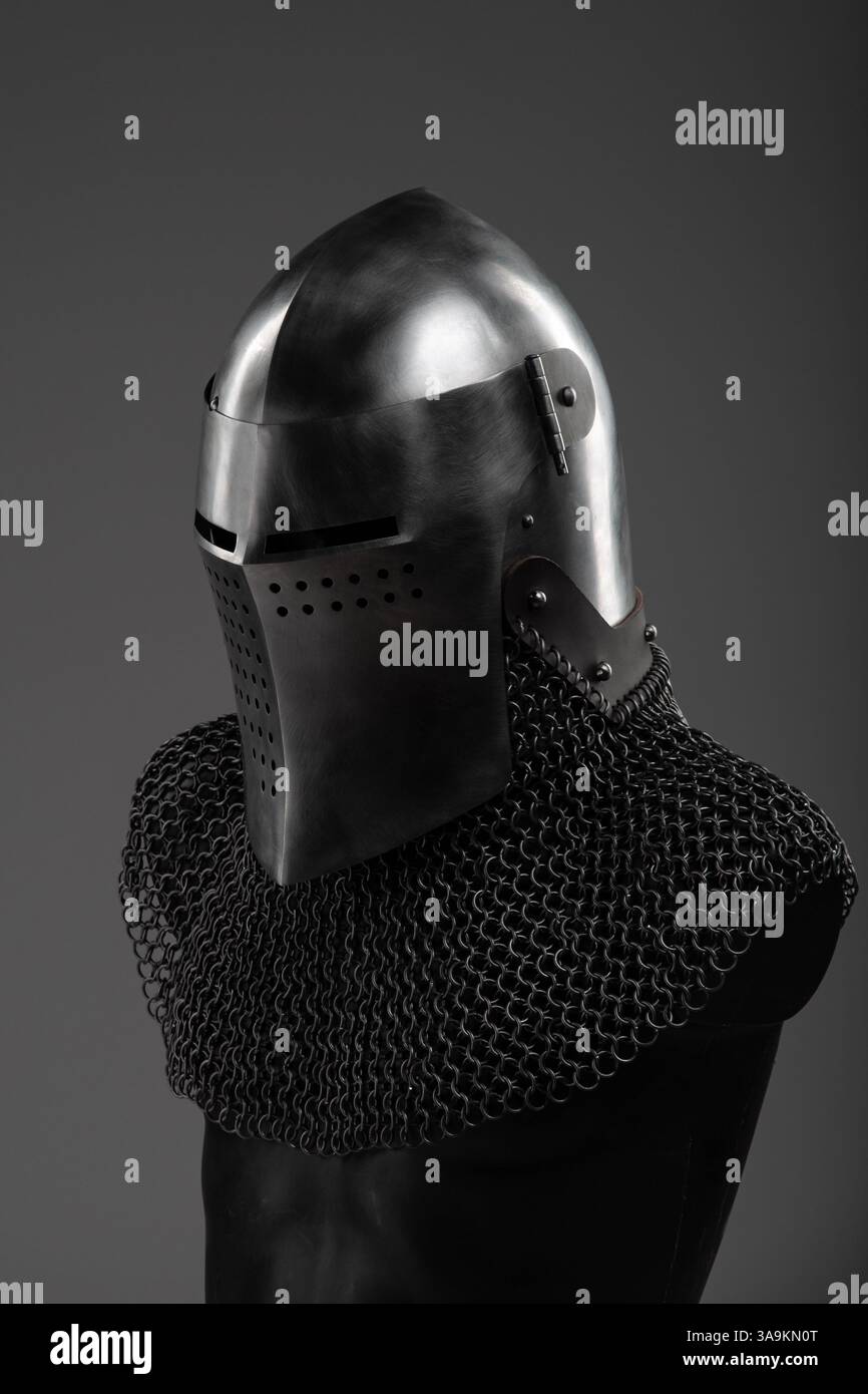 Polished Steel Italian Bascinet with Ventilation Stock Photo - Alamy