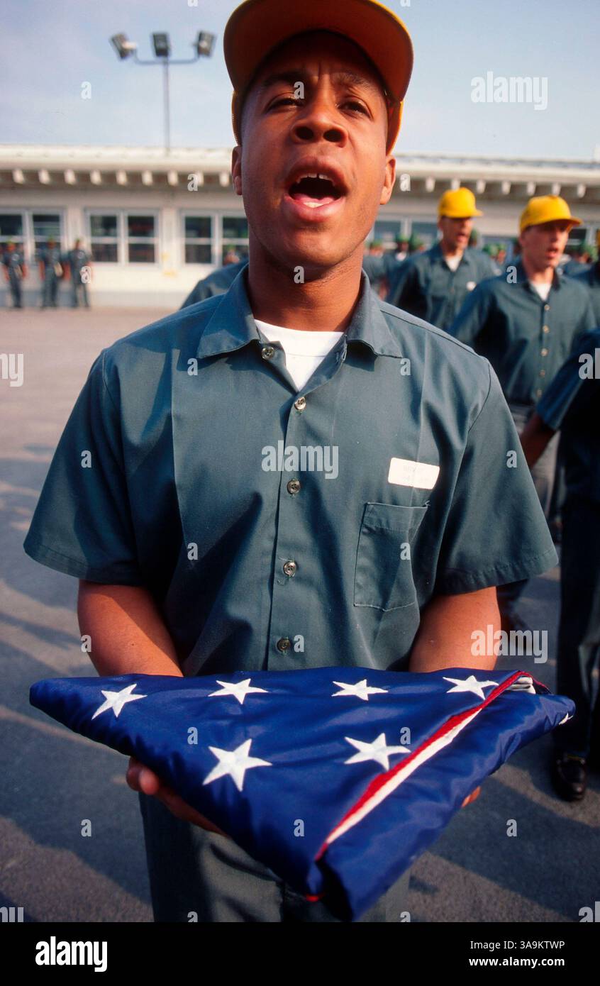 Jun 21, 1995; Schoharie, NY, USA; An inmate at the Summit Shock Camp in ...