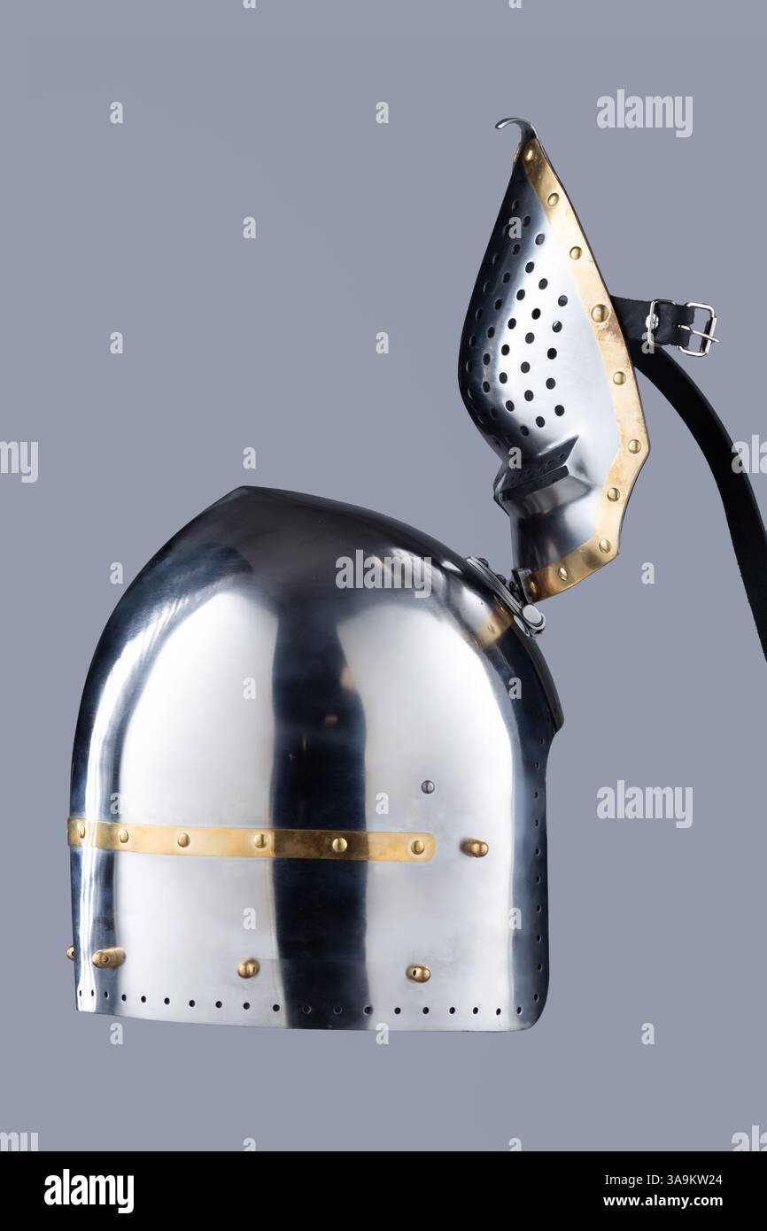 Medieval Pig Face Bascinet Helmet with Open Visor Stock Photo - Alamy