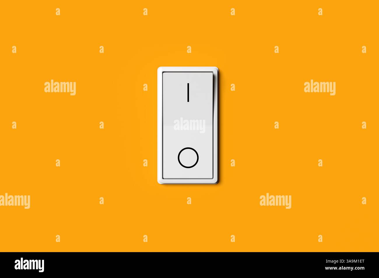Minimalist image featuring a white light switch on an orange background ...