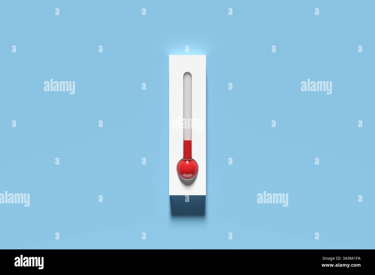 3D rendering of a thermometer displaying a cold temperature against ...