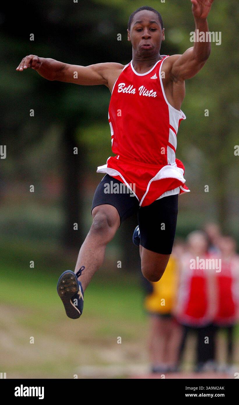 Gerrell Cain of Bella Vista High School jumps 22'11'' on his second ...