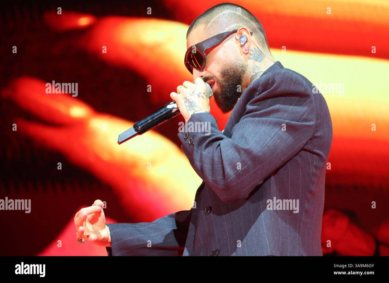 Colombian singer Maluma on stage at Unipol Arena, Casalecchio di Reno ...