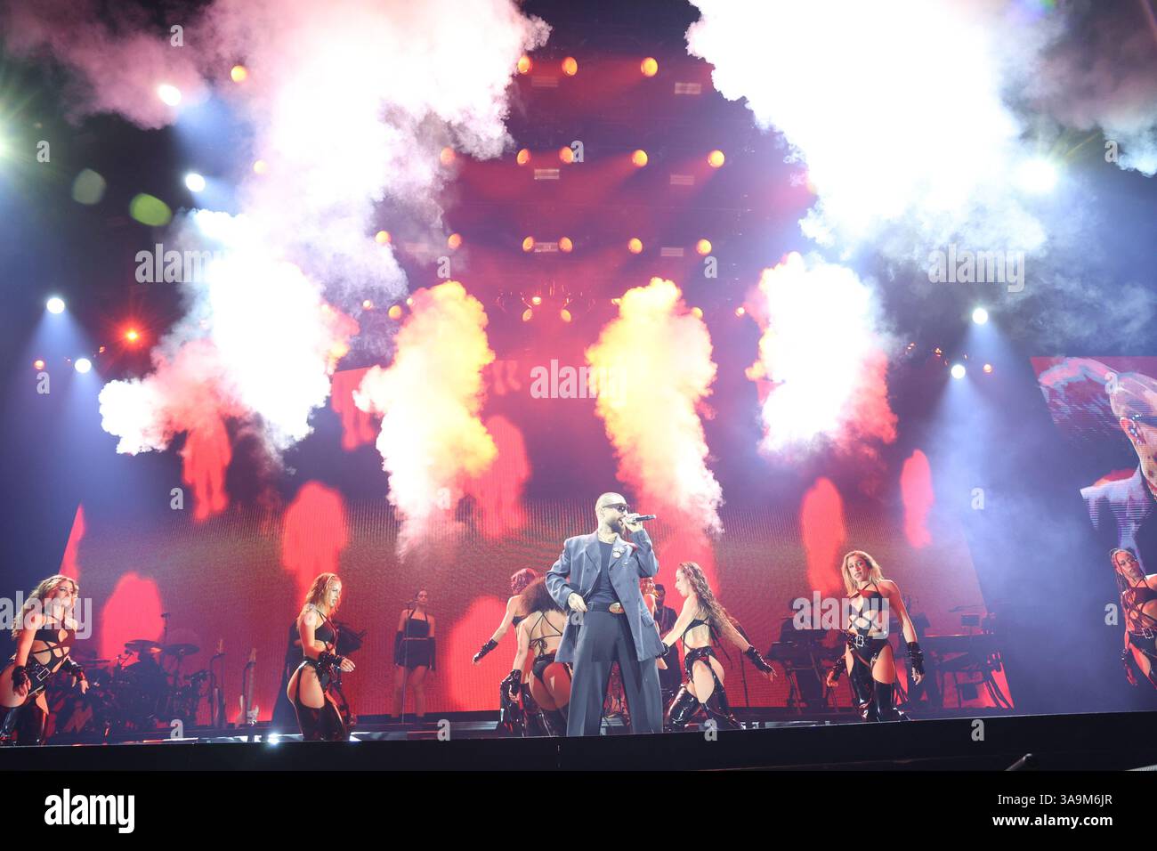 Colombian singer Maluma on stage at Unipol Arena, Casalecchio di Reno ...