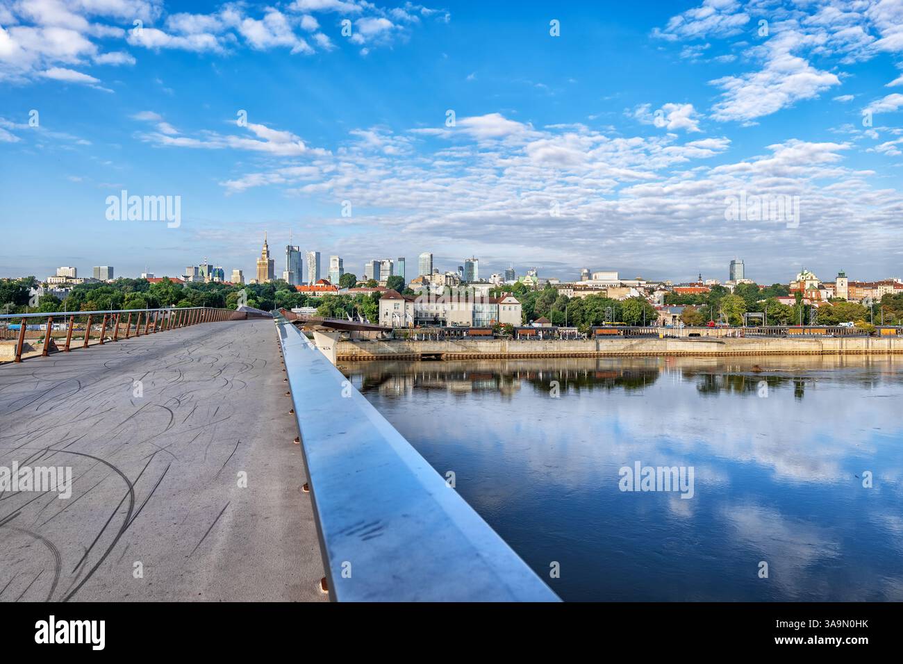Skyline of Warsaw city center in Poland. View to the downtown of the ...