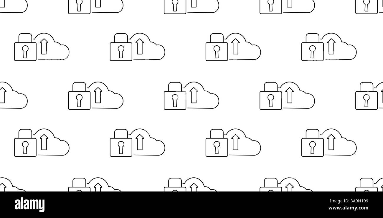 Cloud Storage Icons With Upload And Lock Symbols For Data Security Concepts In Technology Design