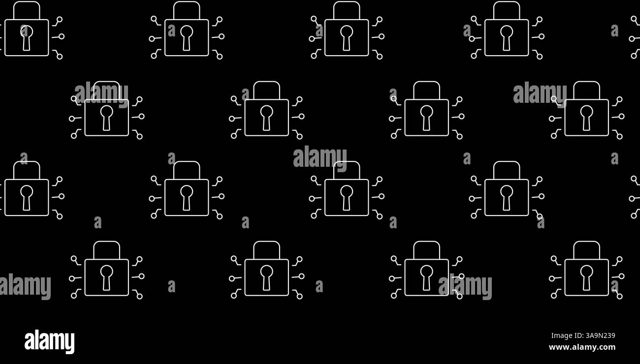 Modern pattern of security padlocks on a black background showcasing ...