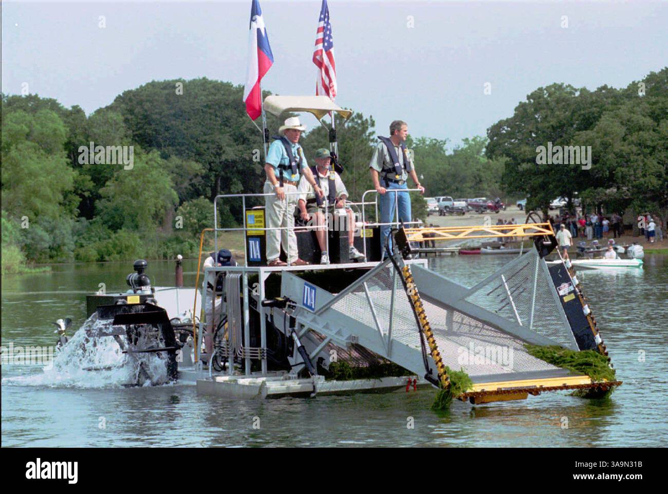 Jun 11, 1998; Lake Bastrop, TX, USA; Governor GEORGE W BUSH rides the ...