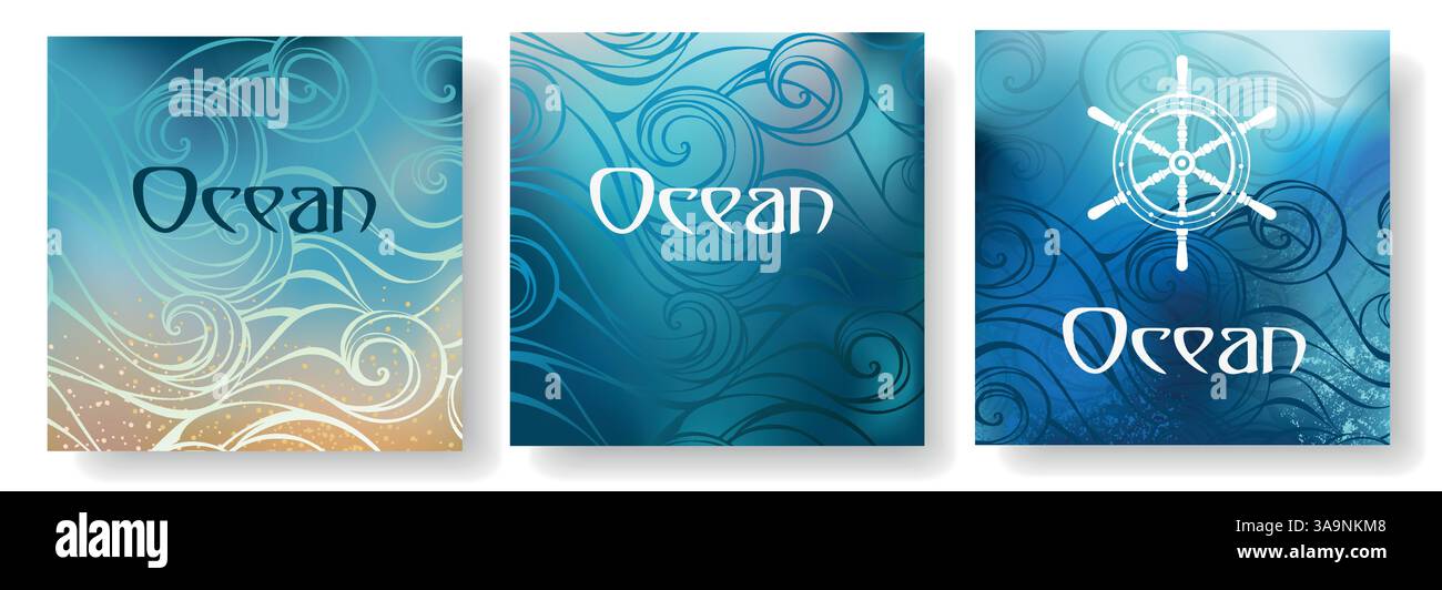 Set of flyer designs with wave, sea background Stock Vector Image & Art ...