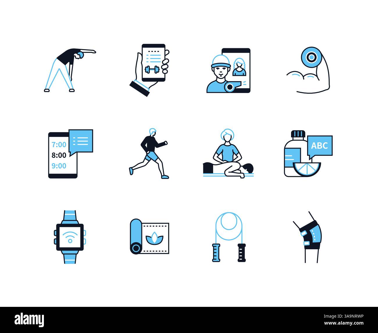 Sports and active lifestyle - line design style icons set Stock Vector ...