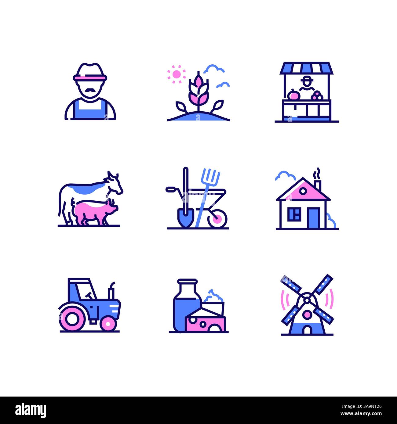 Farming - modern colorful line design style icons Stock Vector Image ...