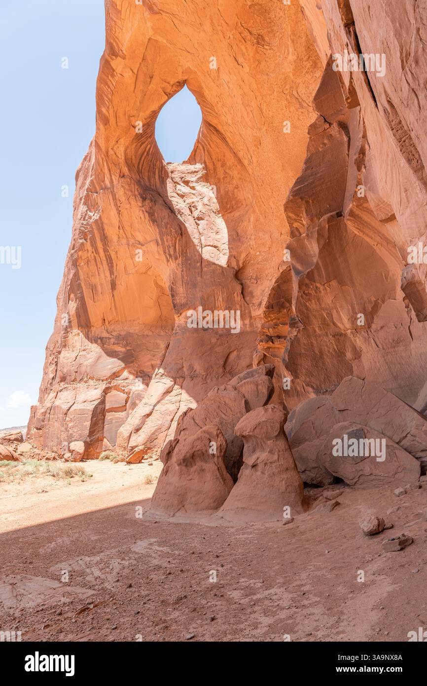 Wind eroded Eye of the sun Arch in Monument Valley, Arizona, USA Stock ...