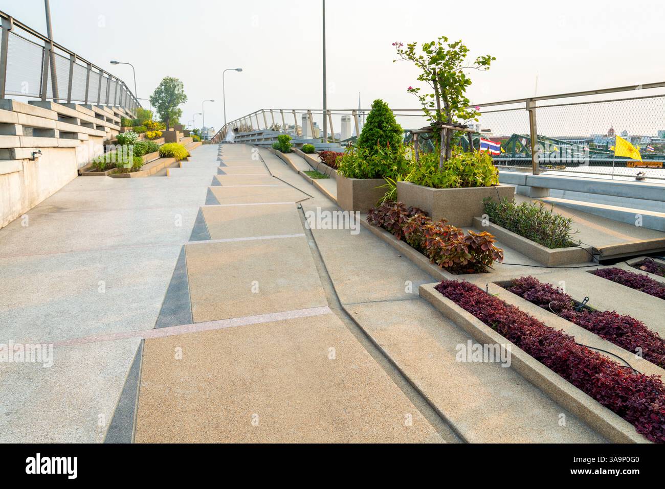 Environment friendly,elevated pathway with many plants and flowers ...
